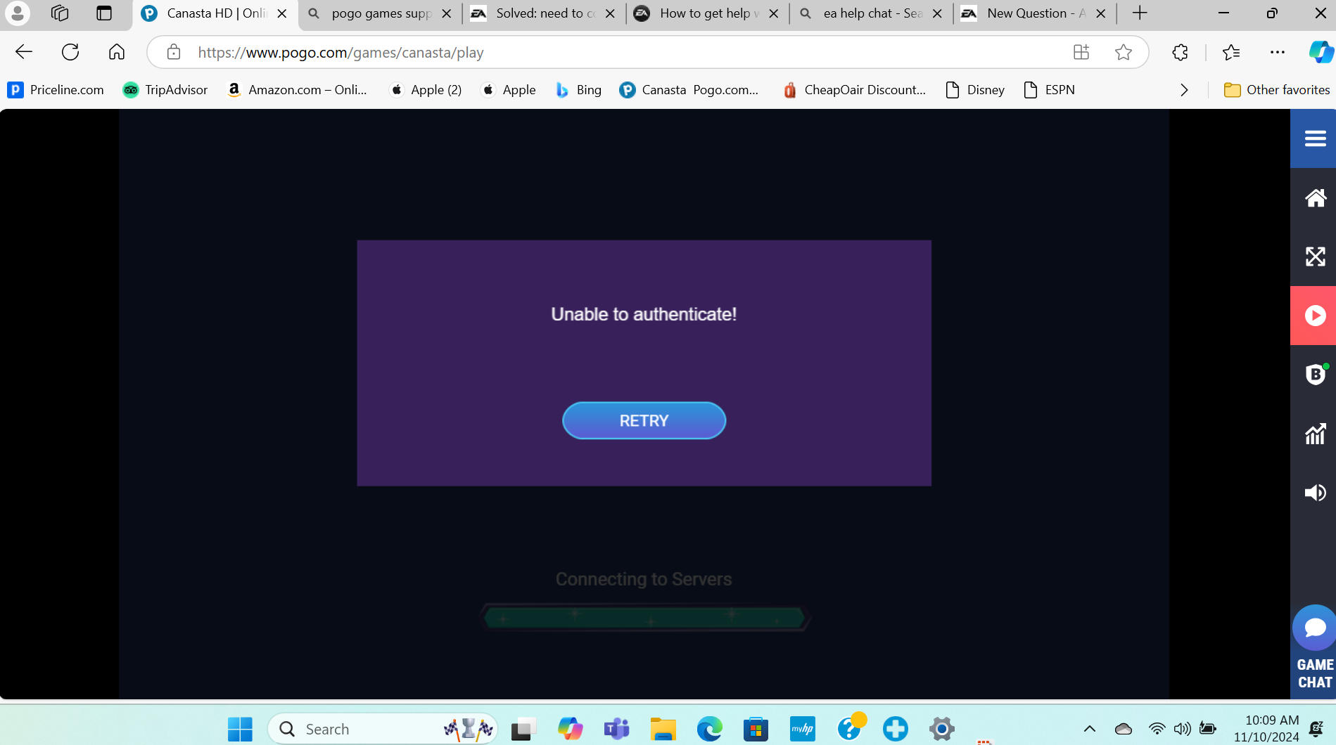 [Resolved] Unable to connect to Pogo Games - Authentication Error - Nov ...
